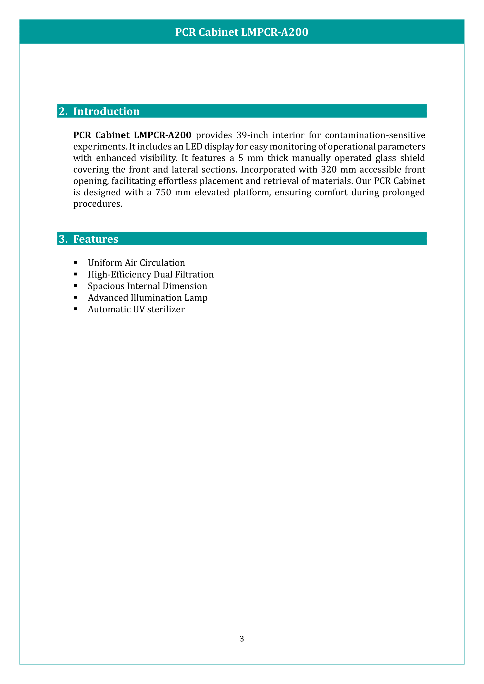 PCR Cabinet LMPCR-A200 Operating Manual | Labmate